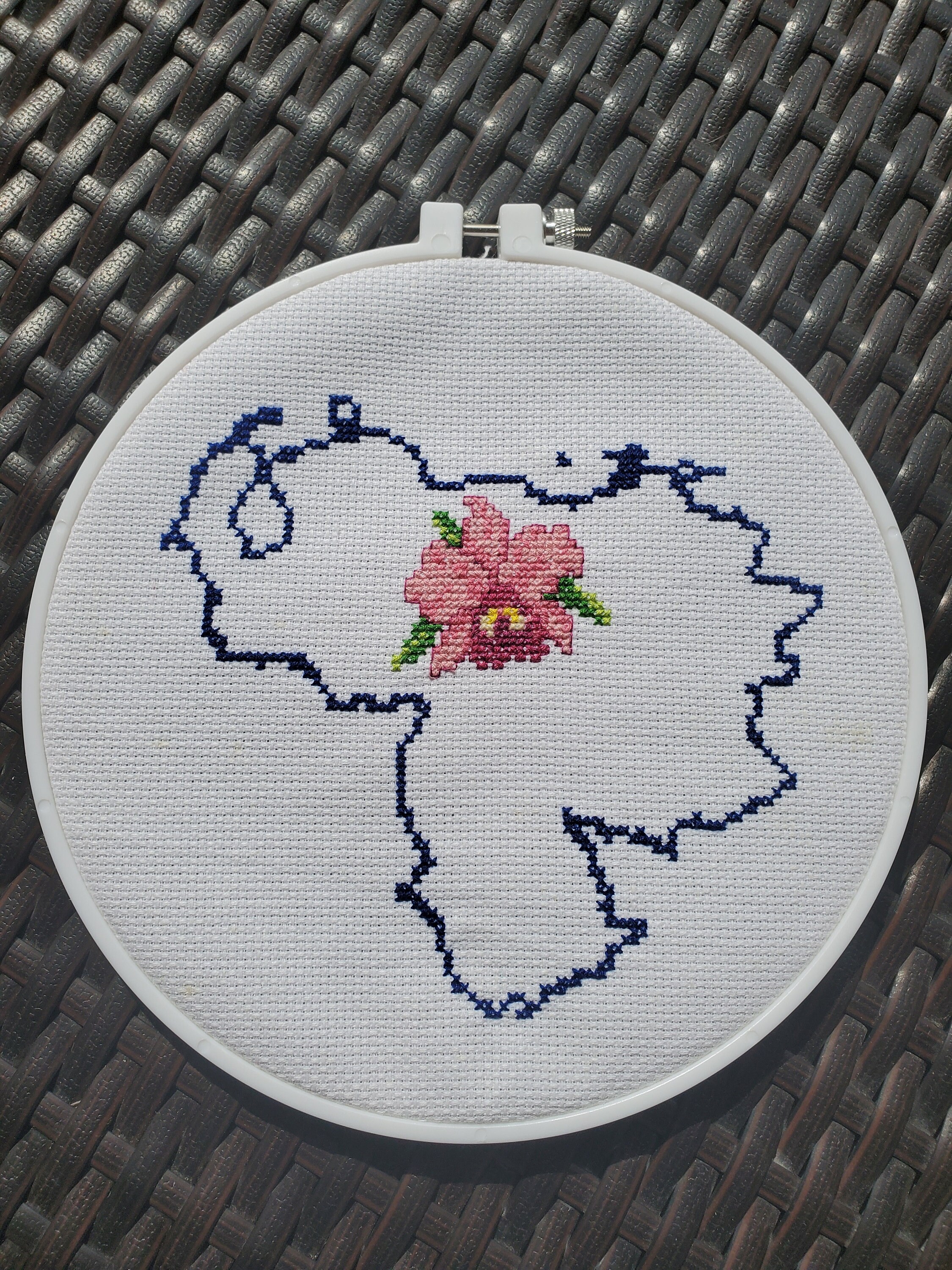 Cross Stitched Venezuela Map - Hoop Art - Finished Cross Stitch Art ...