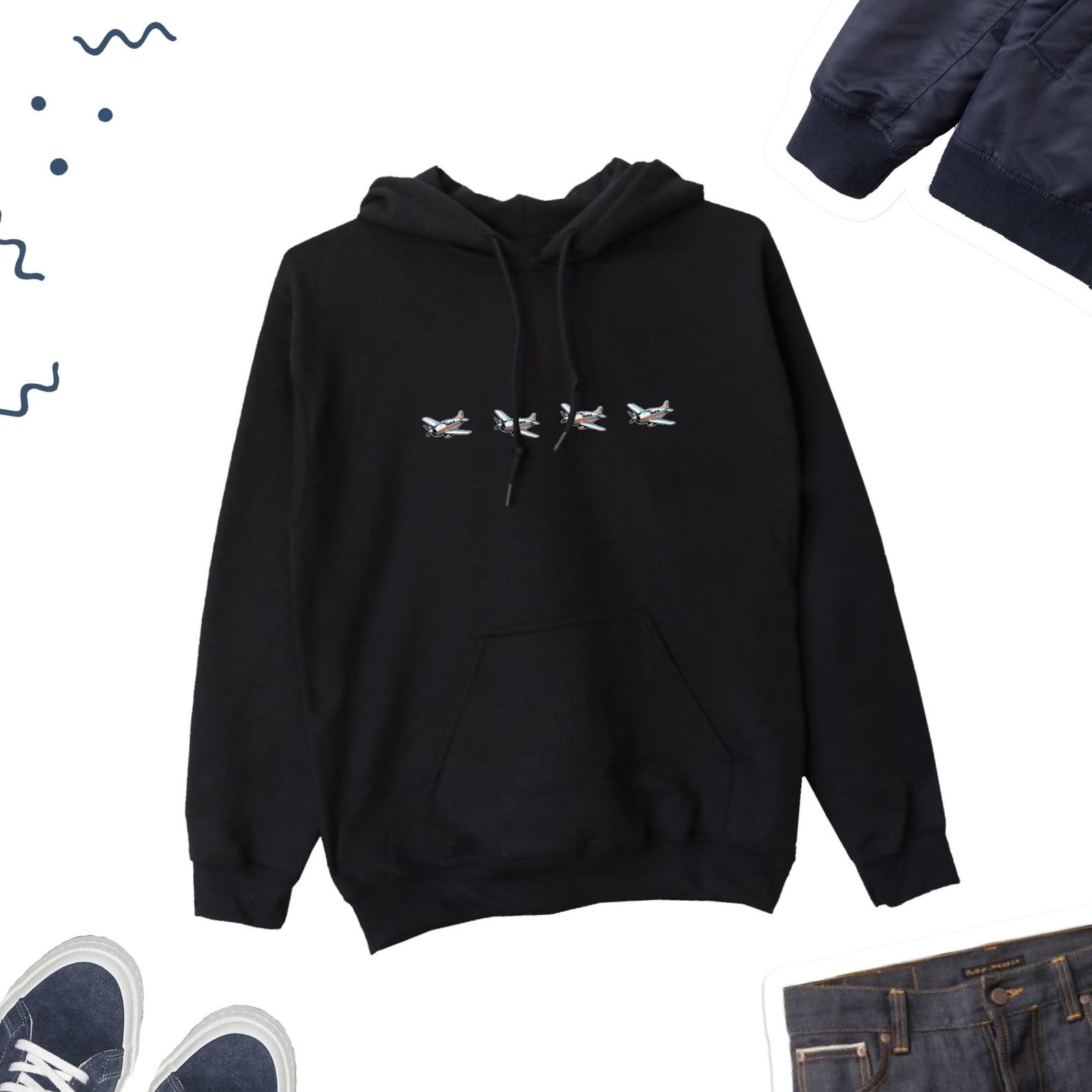 Plane Hoodie, Cute Plane Hoodie, Pilot Plane Icon Hooded Sweater, Plane ...