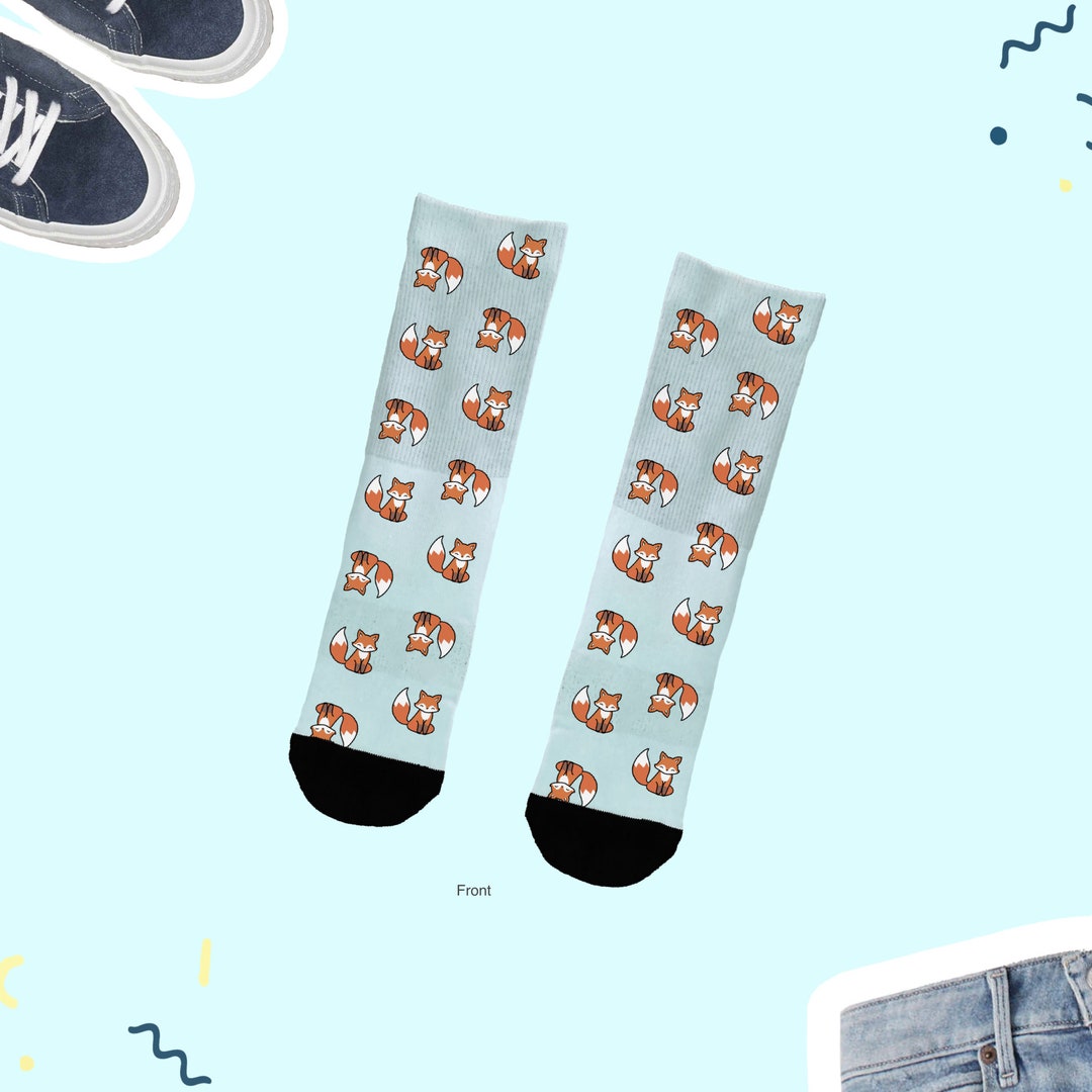 Fox Socks, Foxes Lover Socks, Fox Design Socks, Cute Fox Socks, Fox ...