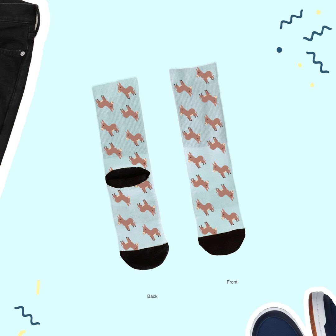 Donkey Icon Socks, Donkey Socks, Donkey Gift, Donkey Animal Lover Socks ...