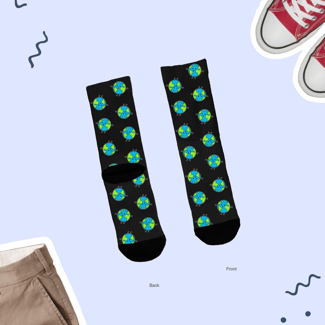 Earth Socks Earth Lover Socks Earth Icon Socks Cute Earth Socks Earth Lover Socks Earth