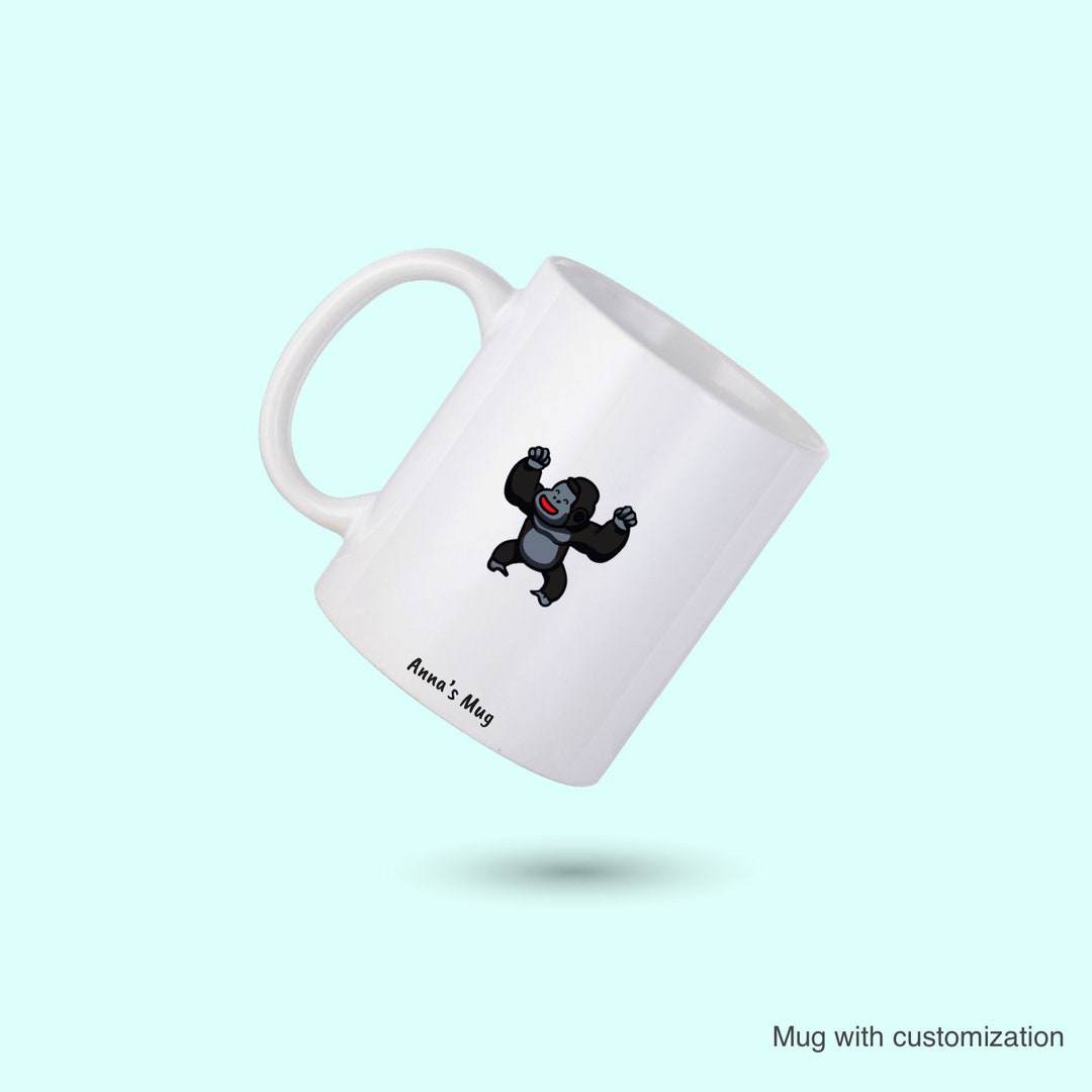 Gorilla Cute Coffee Mug, Gorillas Cute Personalized Mug, Gorilla Friend Coffee Cup, Fun Gorilla ...