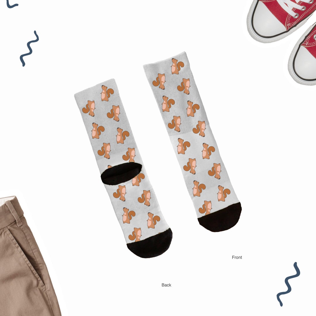 Squirrel Socks, Cute Squirrel Socks, Squirrel Lover Socks, Cute ...