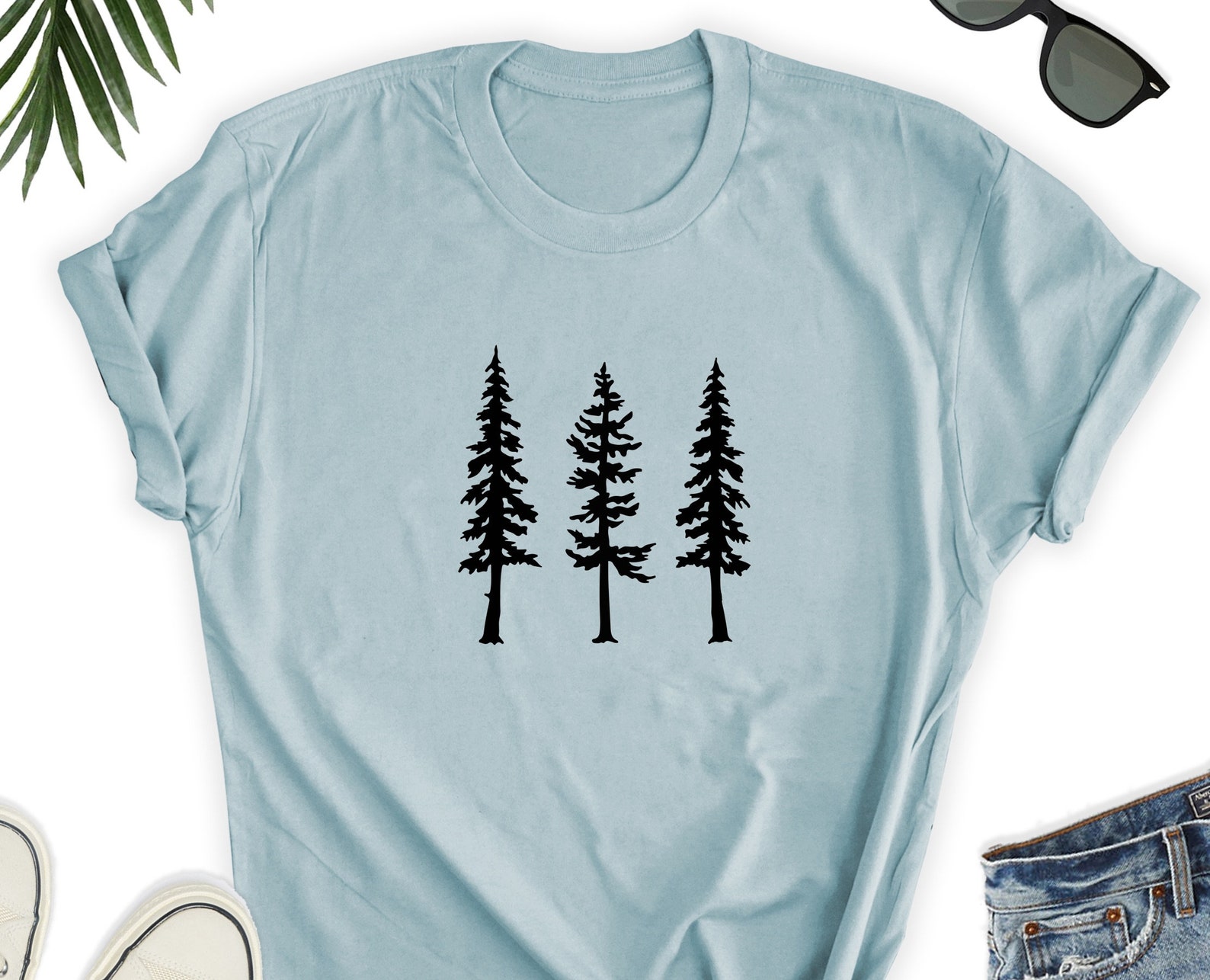 Pine Trees T-shirt, Pine Tree Tees, Tree Graphic Tee, Nature Shirt ...