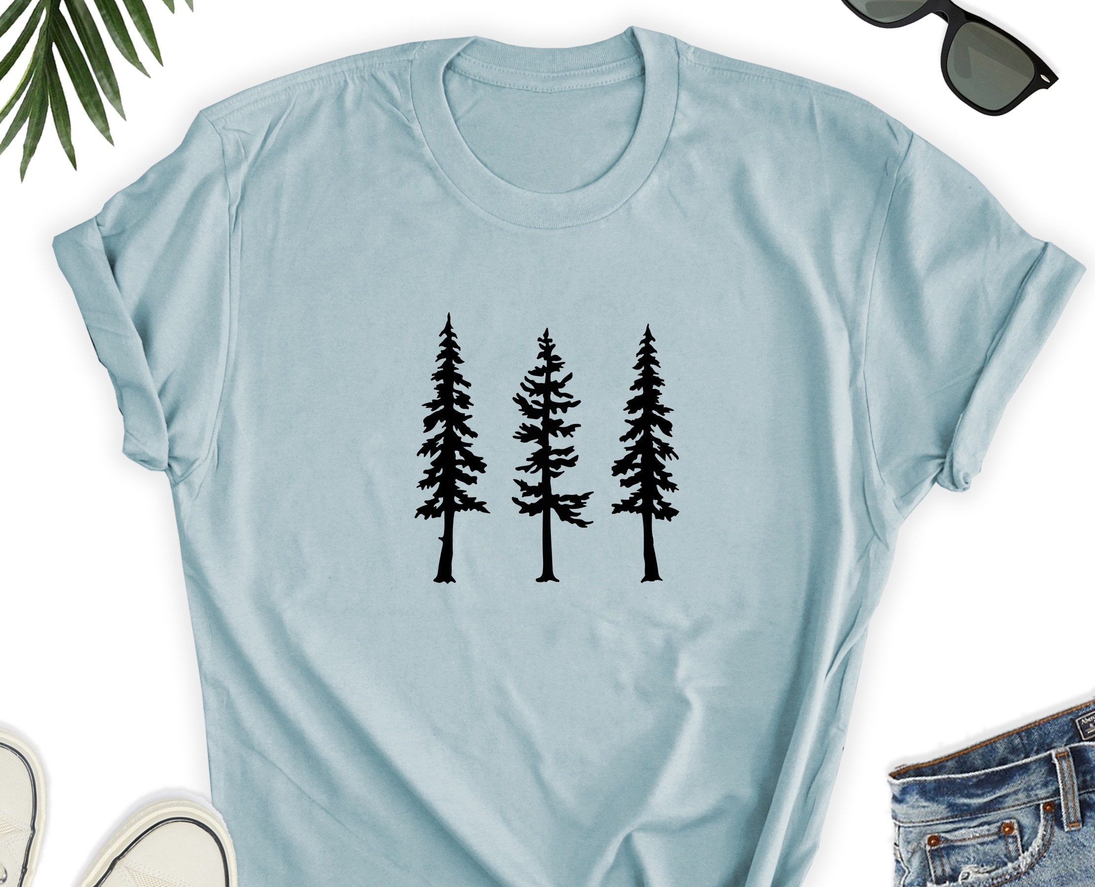 Pine Trees T-Shirt Pine Tree Tees Tree Graphic Tee Nature | Etsy