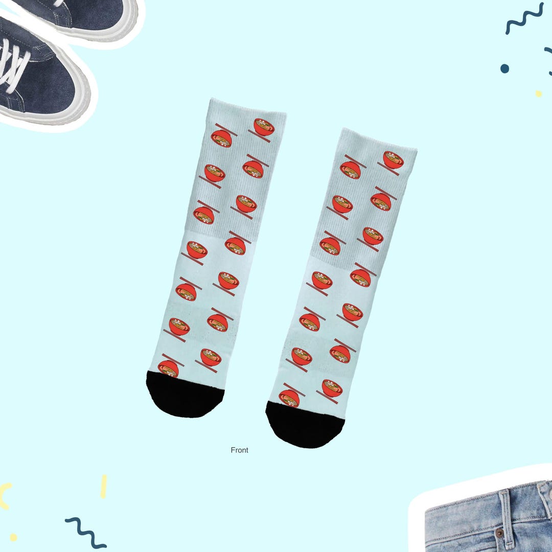 Ramen Socks, Ramen Noodle Soup Socks, Ramen Lover Friend Socks, Cute ...