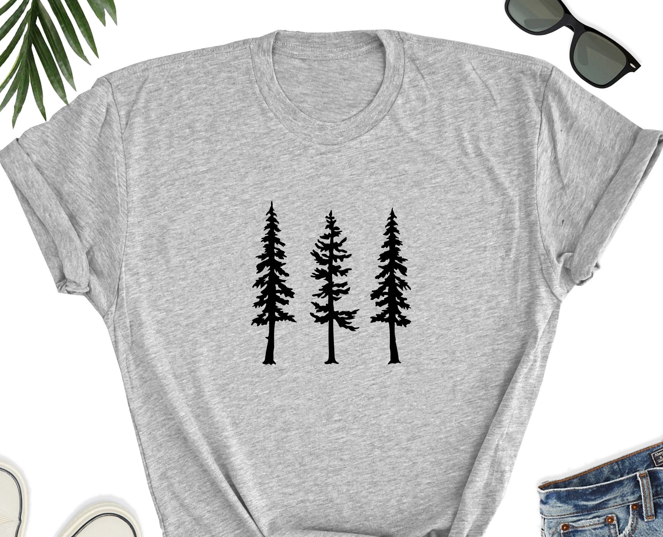Pine Trees T-Shirt Pine Tree Tees Tree Graphic Tee Nature | Etsy