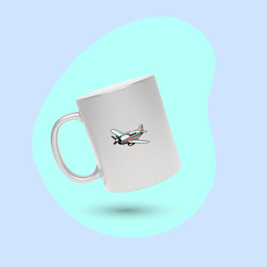 Plane Icon Coffee Mug, Cute Pilot Personalized Mug, Plane Design Coffee ...