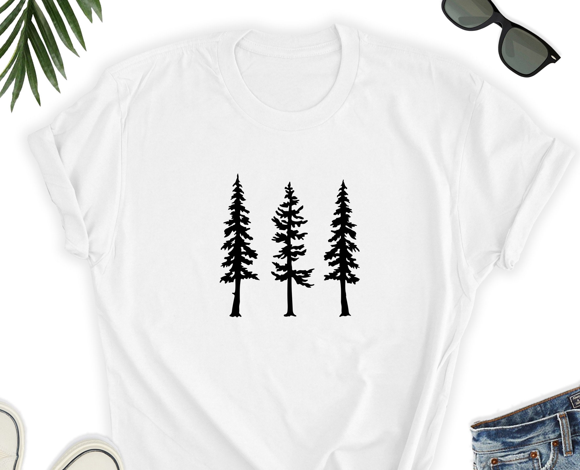 Pine Trees T-Shirt Pine Tree Tees Tree Graphic Tee Nature | Etsy