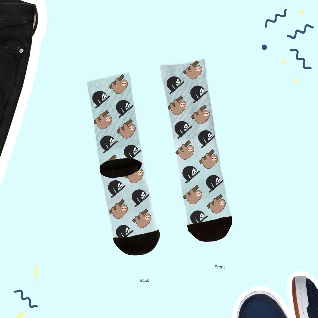 Sloth Socks, Lazy Sloths Socks, Cute Sloth Socks, Sloth Animal Lover ...