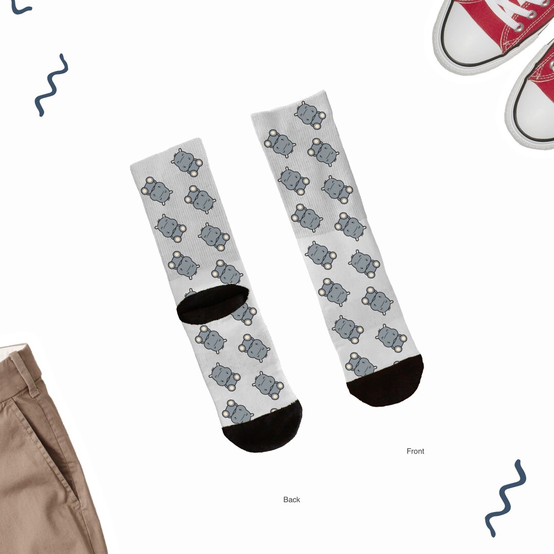 Hippo Socks, Hippopotamus Socks, Hippo Lover Socks, Cute Hippo Socks ...