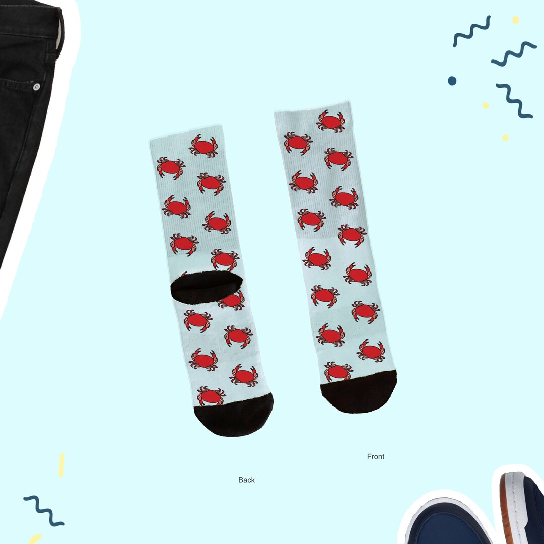 Crab Socks, Red Crab Socks, Crab Lover Socks, Cute Crab Socks, Crab ...