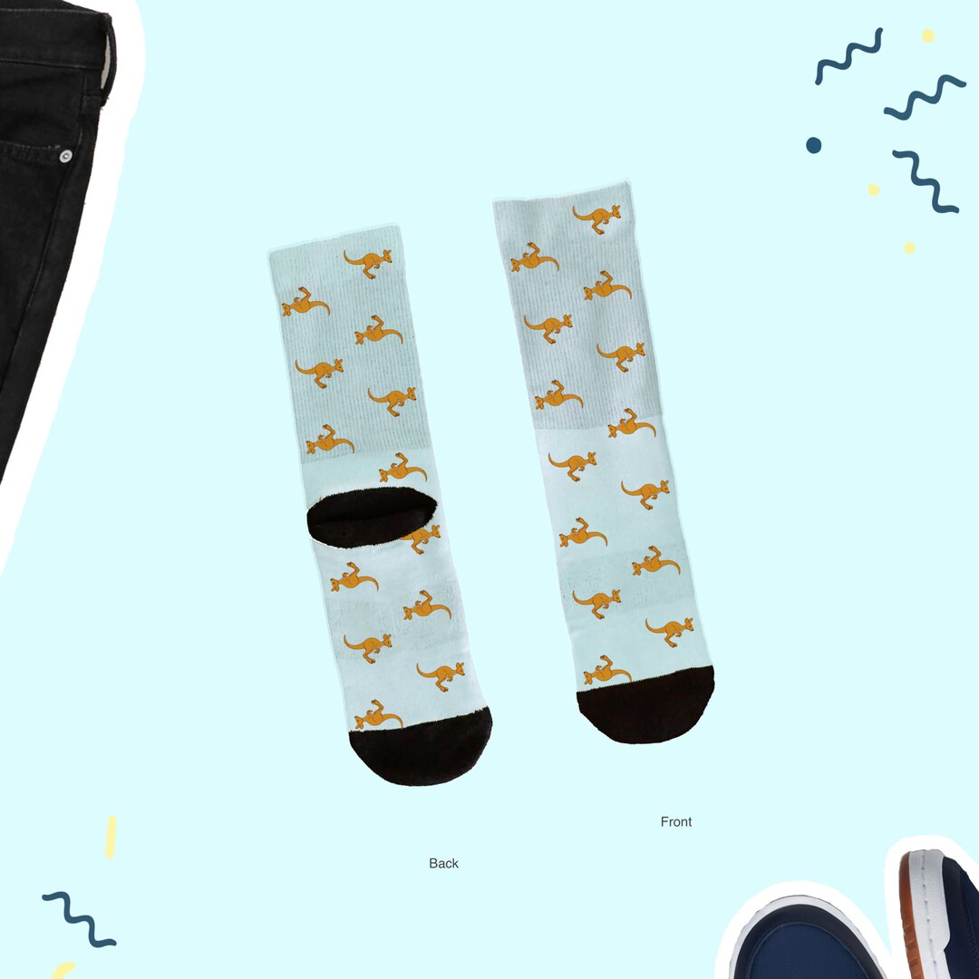 Kangaroo Socks, Cute Kangaroo Socks, Kangaroos Lover Socks, Cute ...