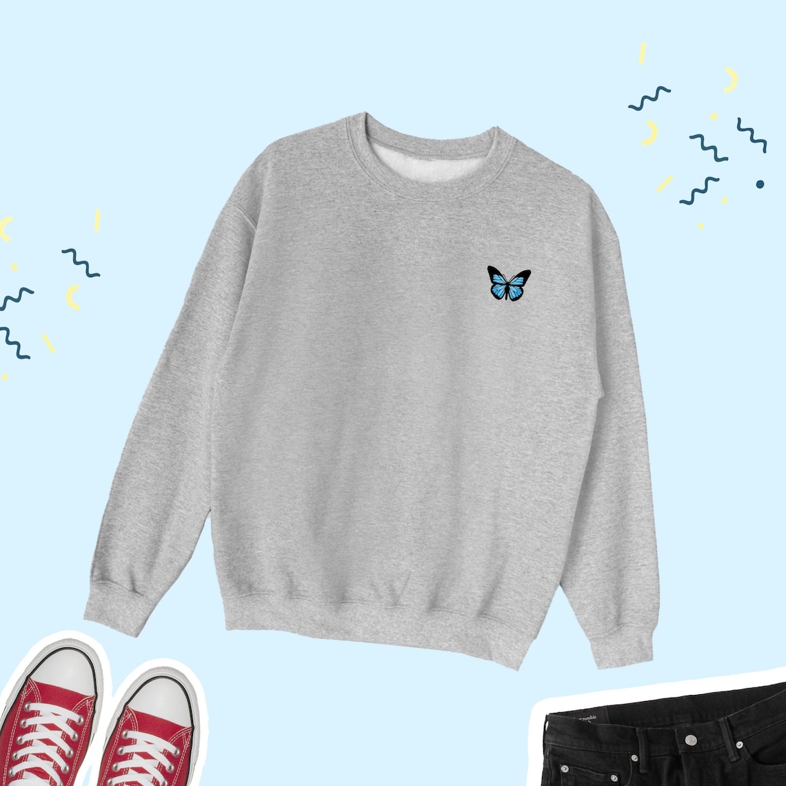 Butterfly Sweatshirt Cute Butterfly Sweater Butterflies | Etsy