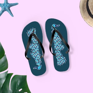 Peacock Flip-flops, Peacock Icon Flip Flops Sandals, Peacock Gift ...