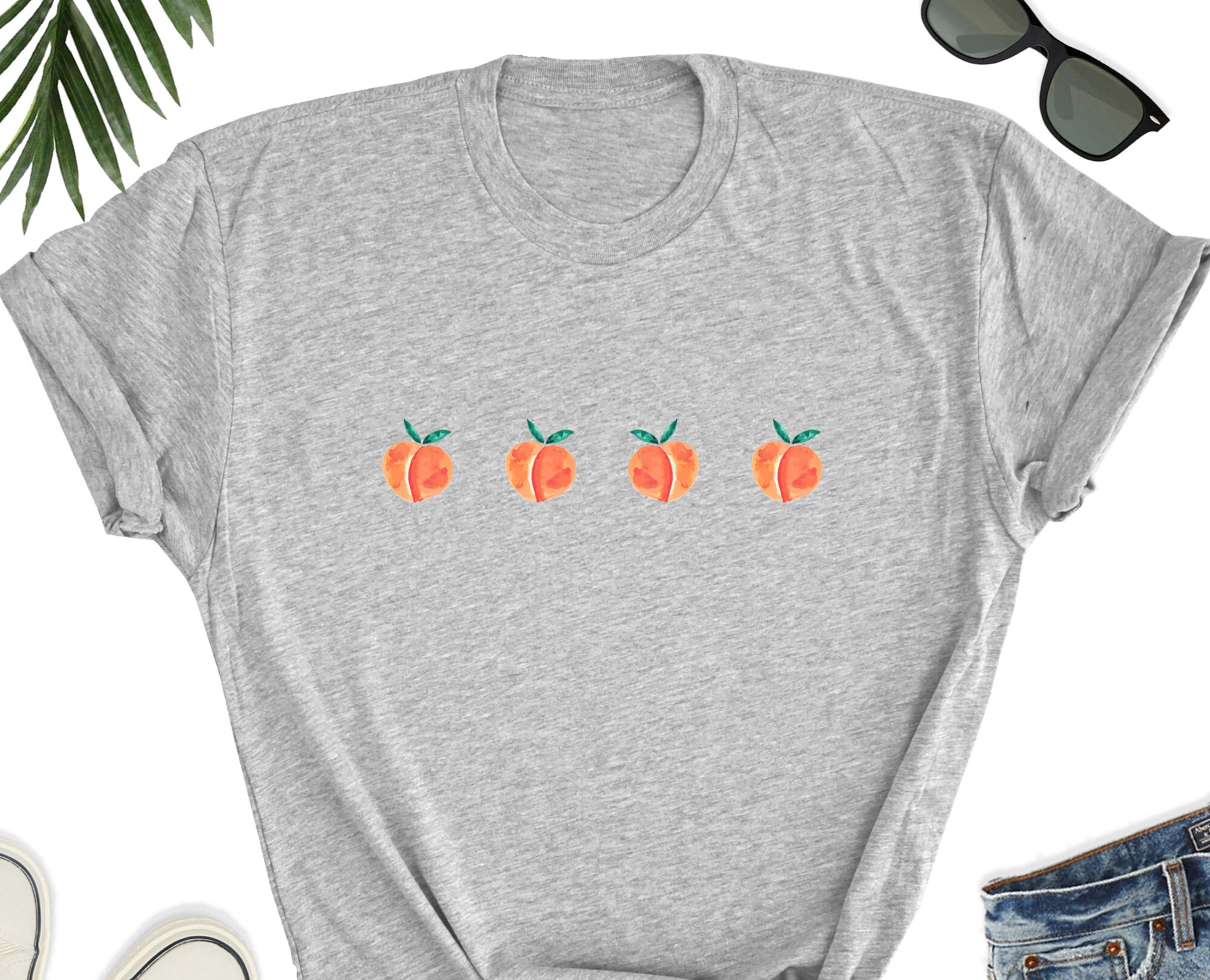 Peach Shirt, Cute Peach Design T-shirt, Peach Tee Shirt, Peach Icon ...