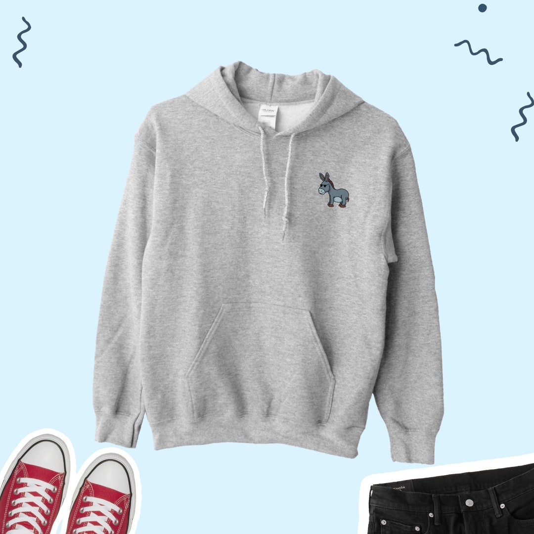 Donkey Hoodie, Donkey Icon Hoodie, Cute Donkey Hooded Sweater, Donkey ...