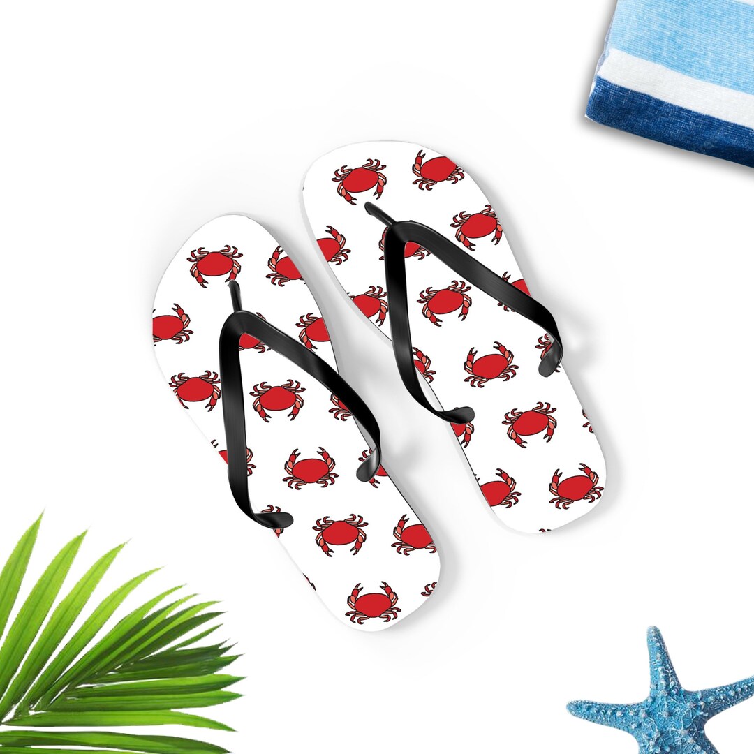 Crab Flip-flops, Red Crab Flip Flops Sandals, Crab Gift, Crab Icon Gift ...