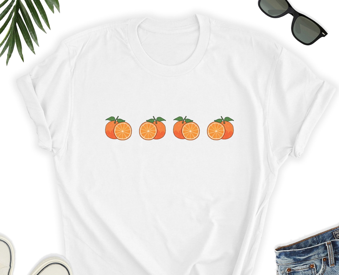 Orange Shirt, Cute Oranges Design T-shirt, Fruits Lover Tee Shirt ...