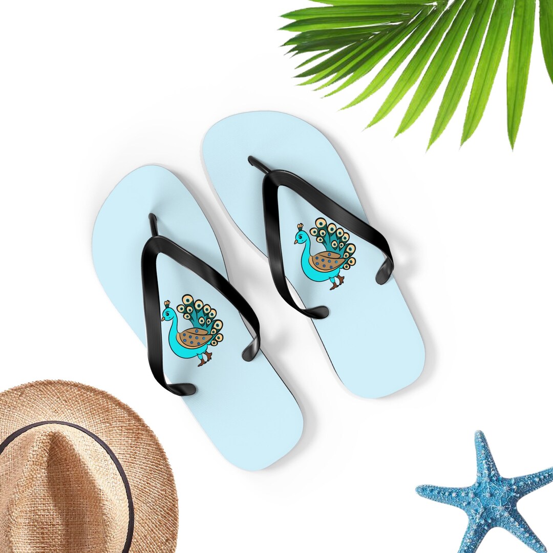Peacock Flip-flops, Cute Peacock Bird Flip Flops Sandals, Peacock Gift ...