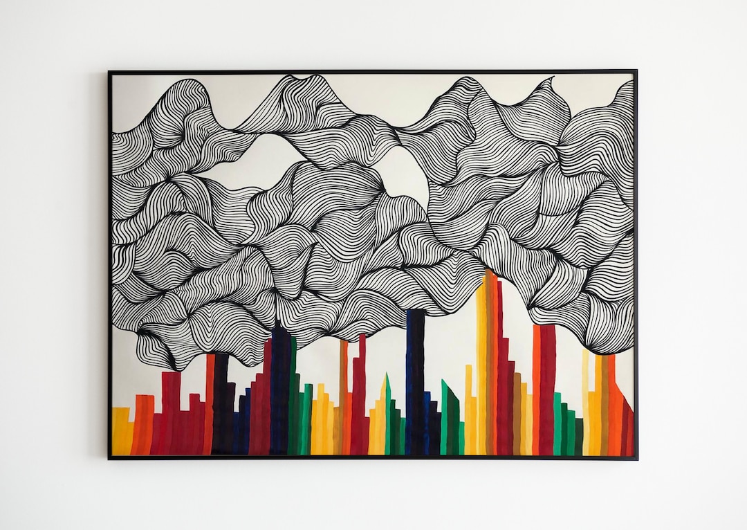 Mid Century Modern Artwork, Modern Line Drawing, Living Room Painting ...