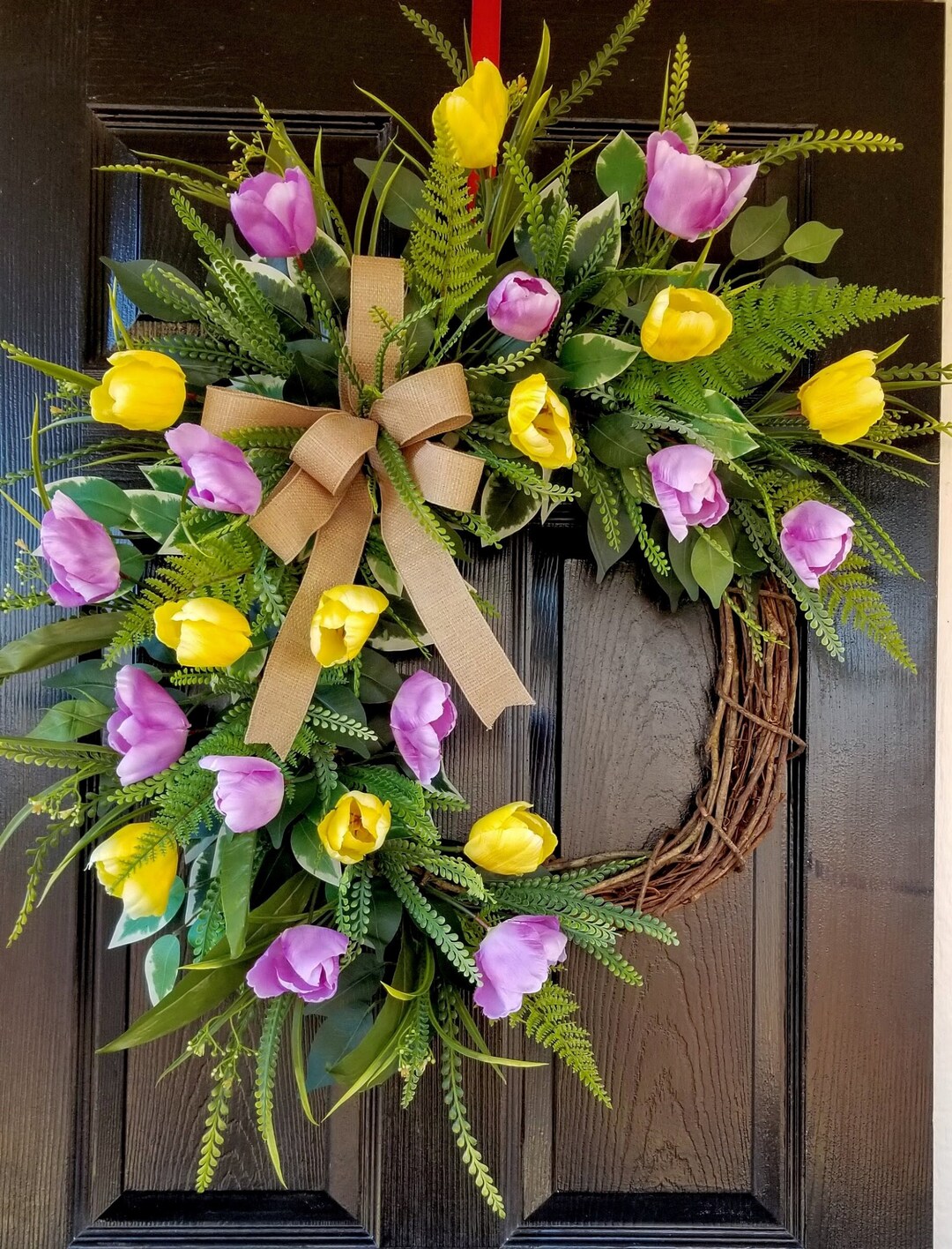 Spring Door Wreath, Spring Tulip Wreath, Tulip Door Wreath, Easter ...