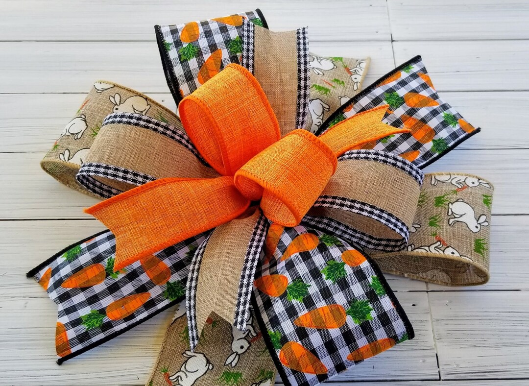 Easter Bow, Easter Bunny Bow, Farmhouse Easter, Easter Bow With Carrots ...