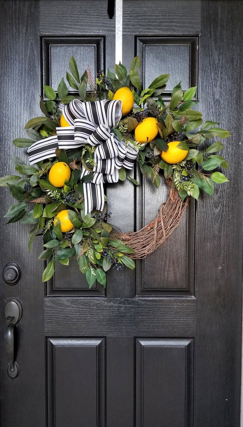 Lemon Wreath Spring Wreath for Front Door - Etsy