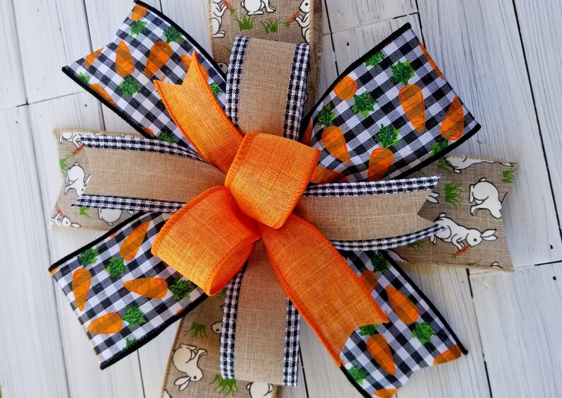 Easter Bow Easter Bunny Bow Farmhouse Easter Easter Bow - Etsy