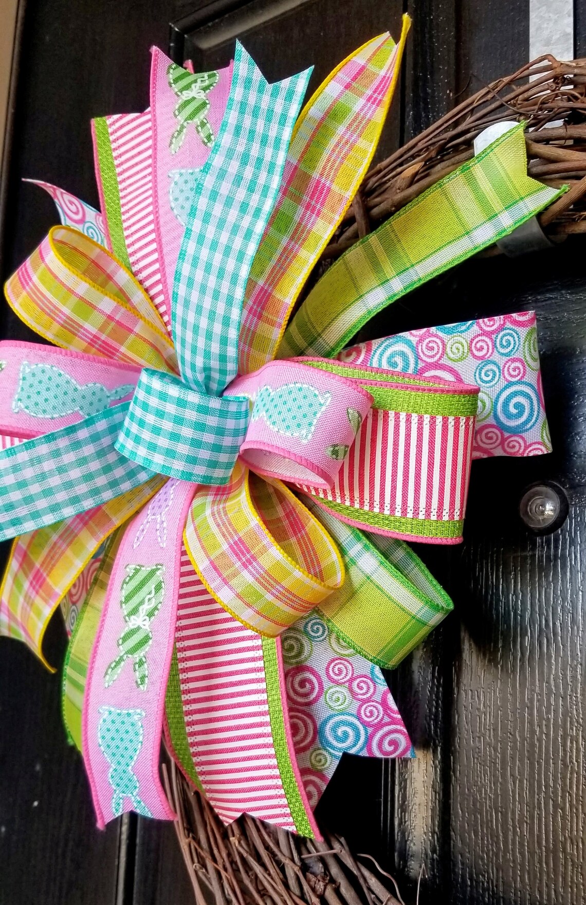 Wreath Bow for Door Lantern Bow Easter Door Bow Spring Door | Etsy