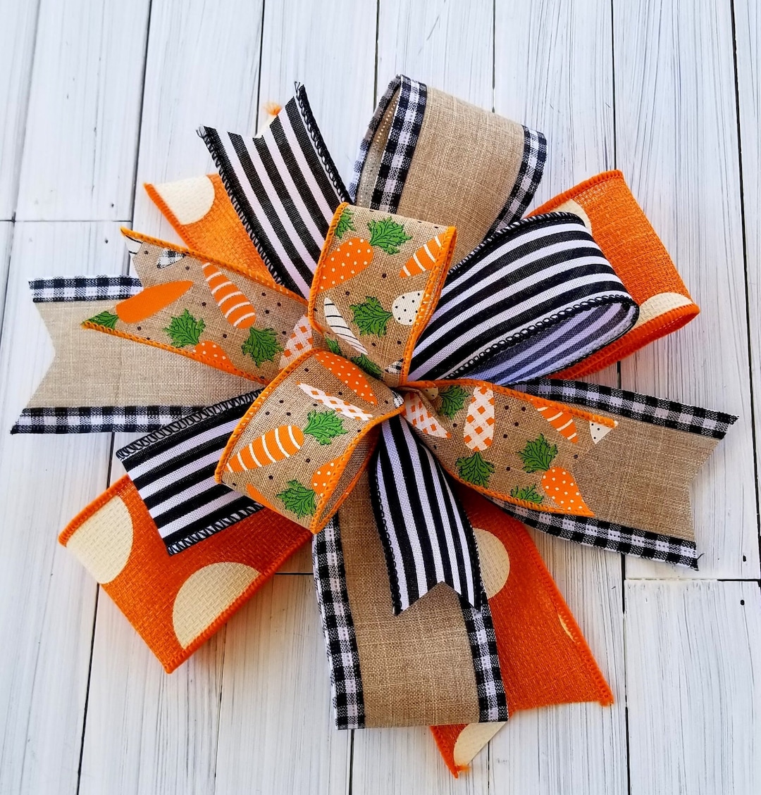 Easter Bow, Easter Bunny Bow, Farmhouse Easter, Easter Bow With Carrots ...