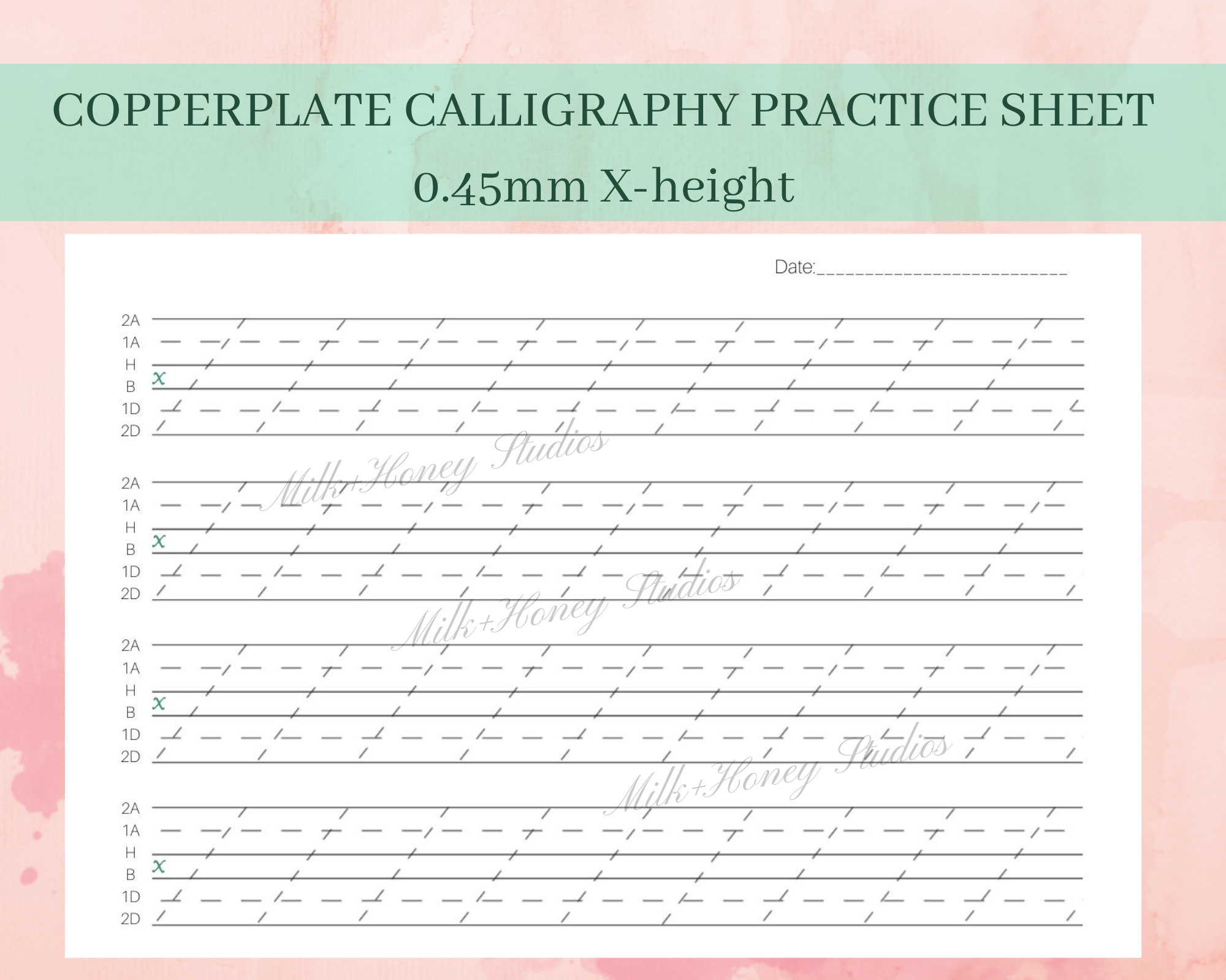 Digital Download Copperplate Calligraphy Practice Sheet With Guidelines ...
