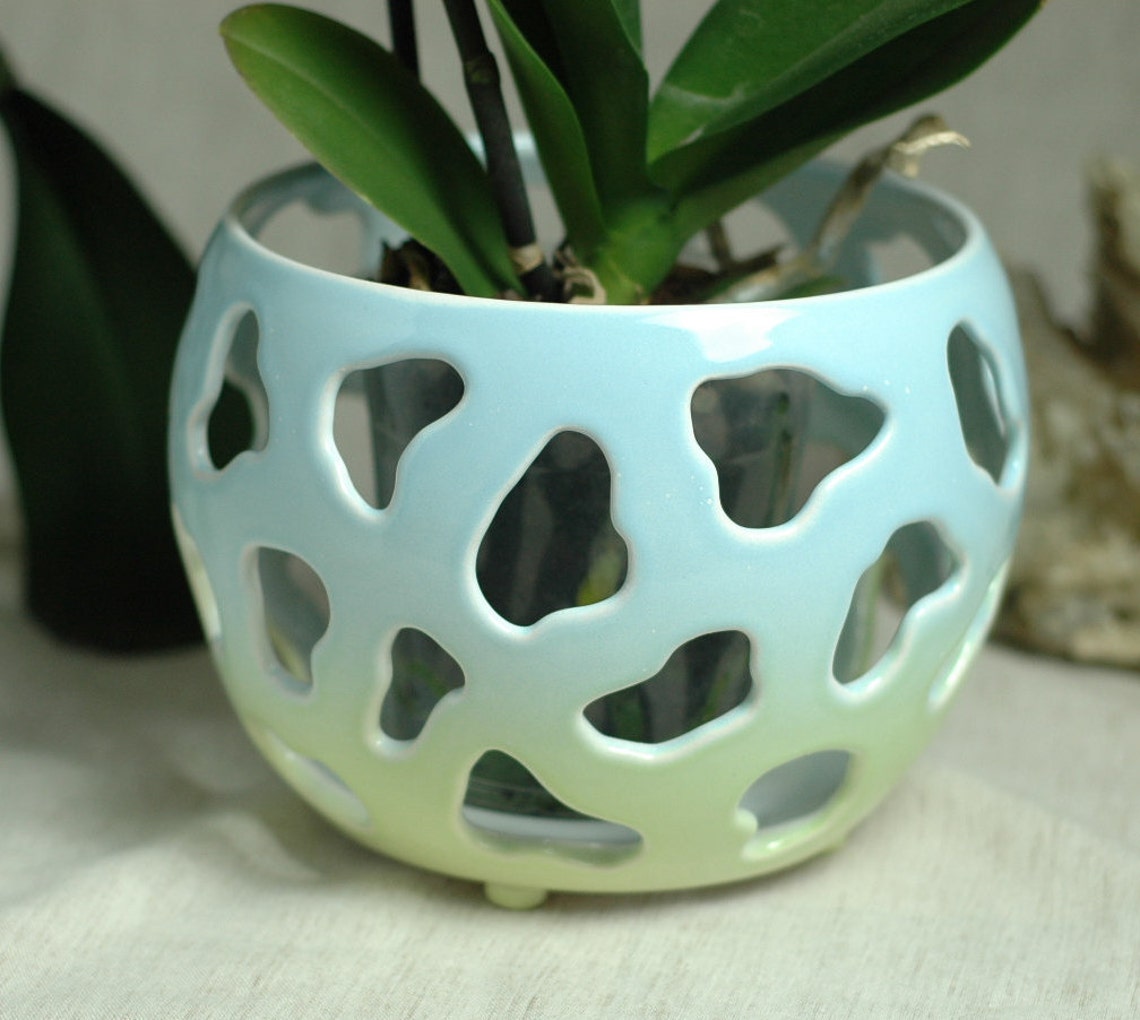 Large Orchid Pot 6 Openwork Ceramic Pot With Holes Fine Cutting Сeramic ...