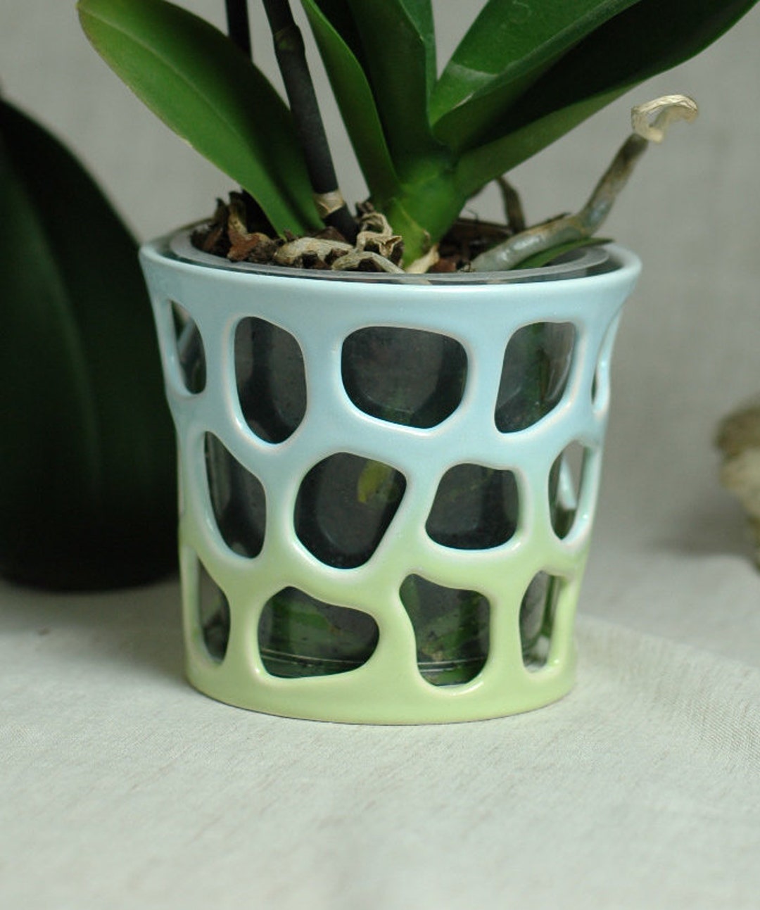 Petit pot d'orchidées Petite jardinière d'orchidées Pot en céramique ...