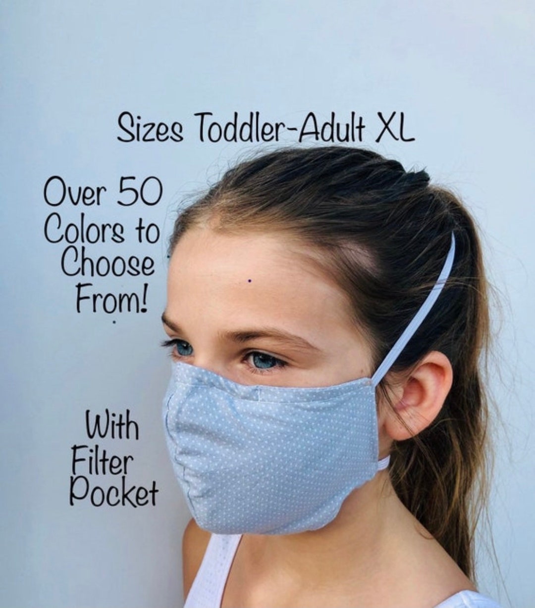 Fitted Cotton Mask: Over-head Elastic, Filter Pocket, USA Made - Etsy