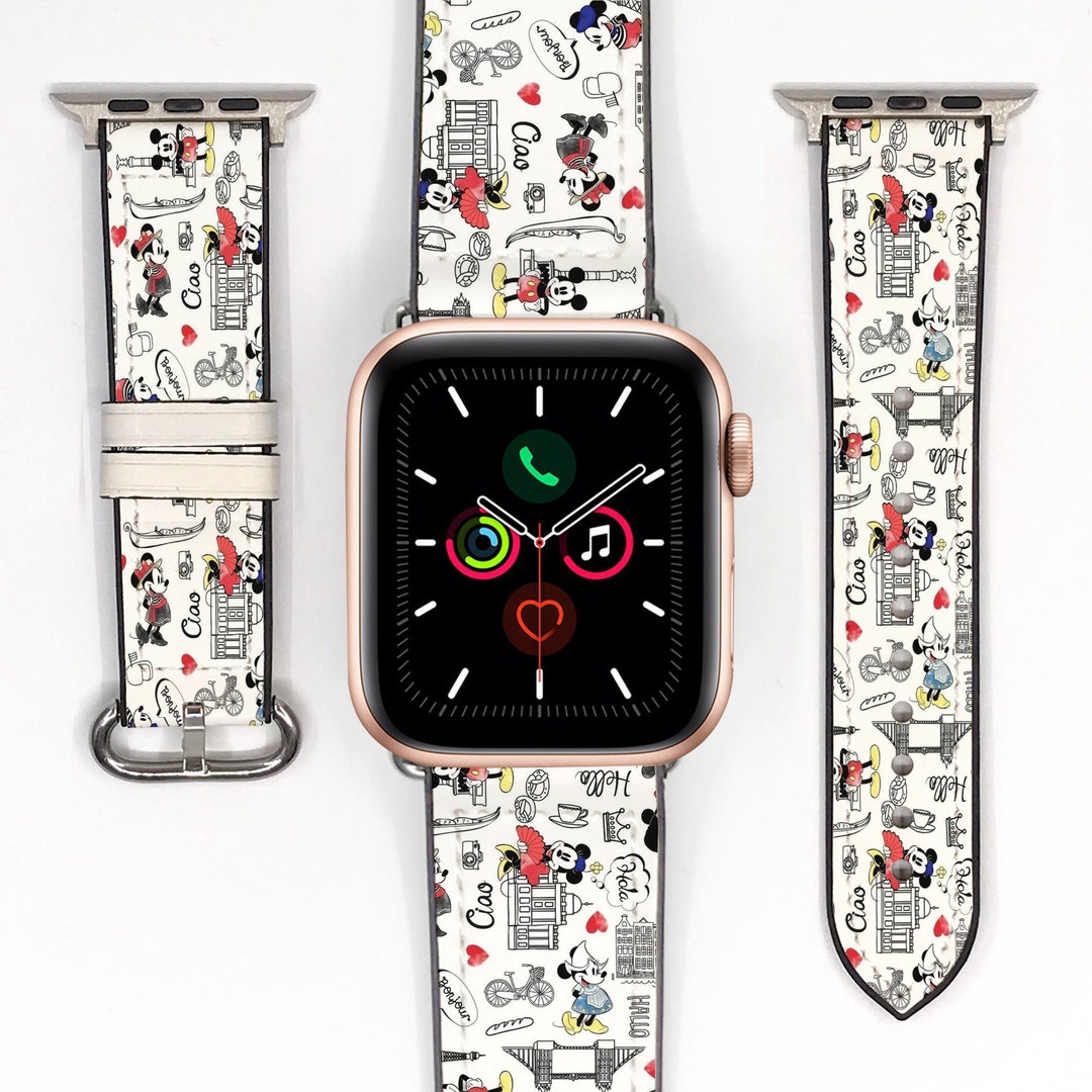 Mickey Mouse Apple Watch Band: Paris Theme Silicon Leather Strap for ...