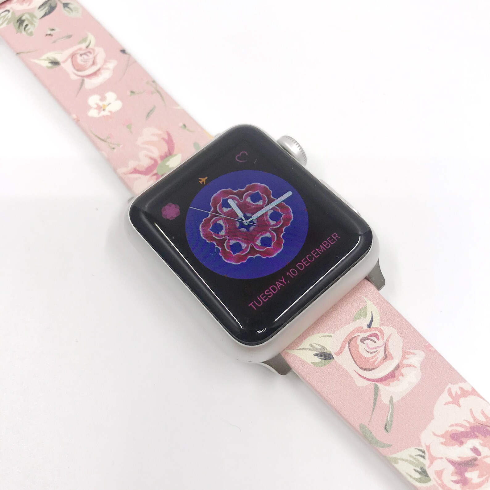 Pink Rose Floral Flower Apple Watch Band 38 40 42 44 Mm for - Etsy