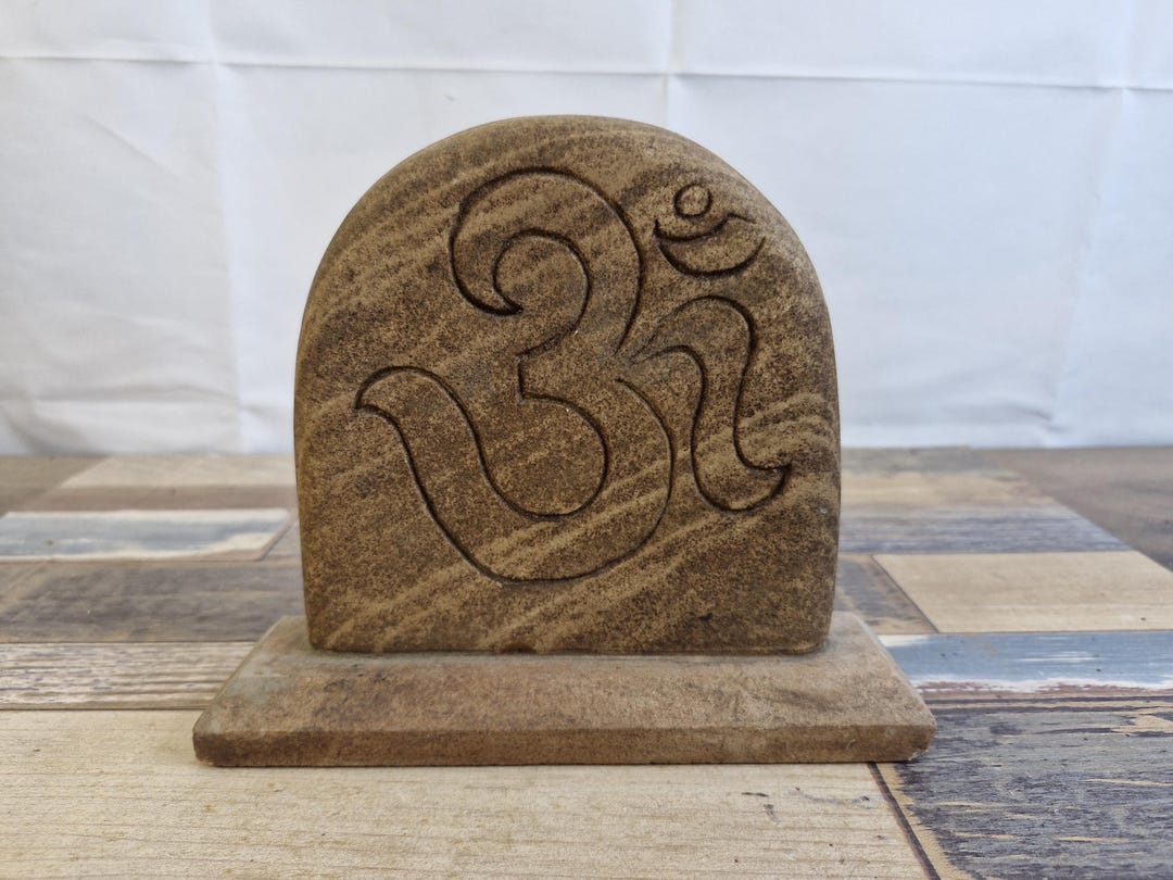 Vintage Om Symbol Stone Carving Indian Spiritual Home Decor - Etsy