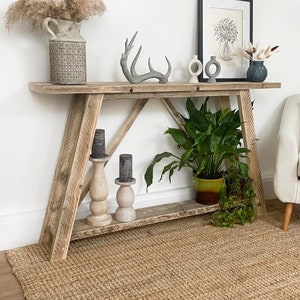 Reclaimed Solid Wood Console Table, Narrow Hallway Display Unit ...