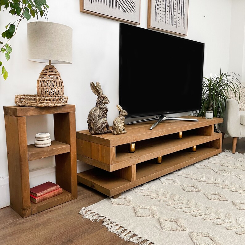 Rustic Handmade Solid Wood Tv Unit Tv Stand Tv Cabinet - Etsy