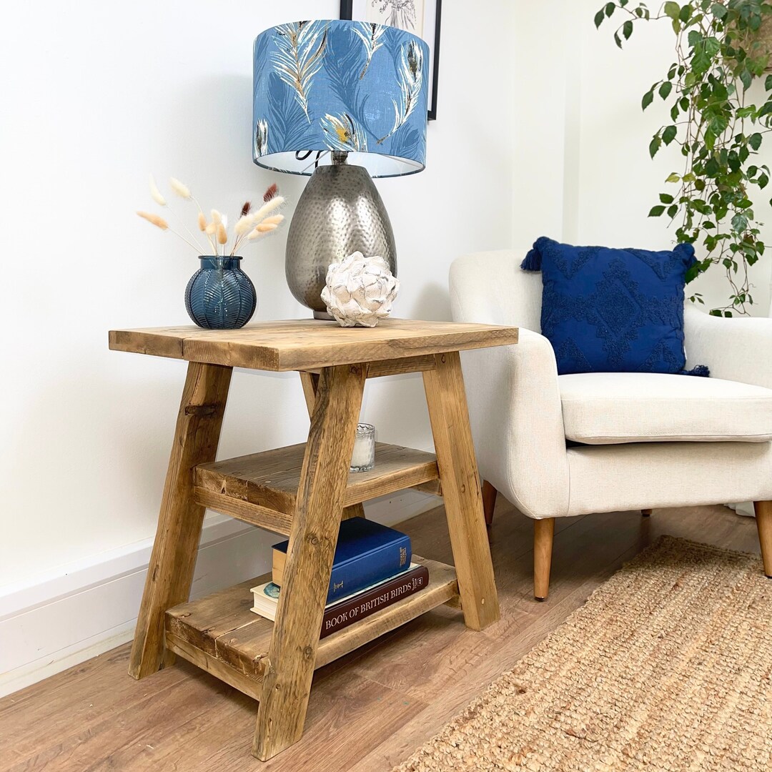 Reclaimed Rustic Side End Table, Wooden Stool, Custom Furniture ...