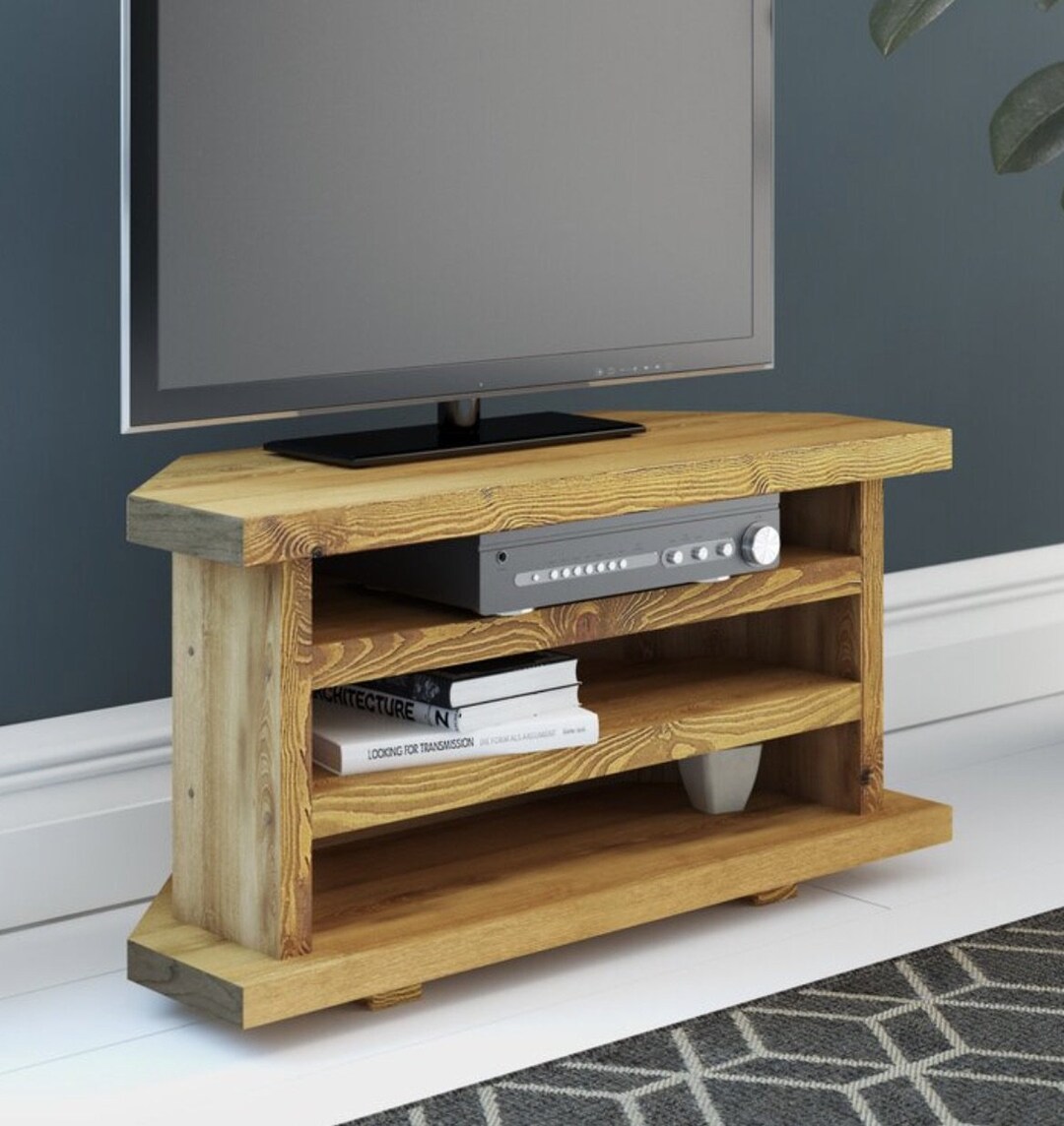 Solid oak corner tv unit store