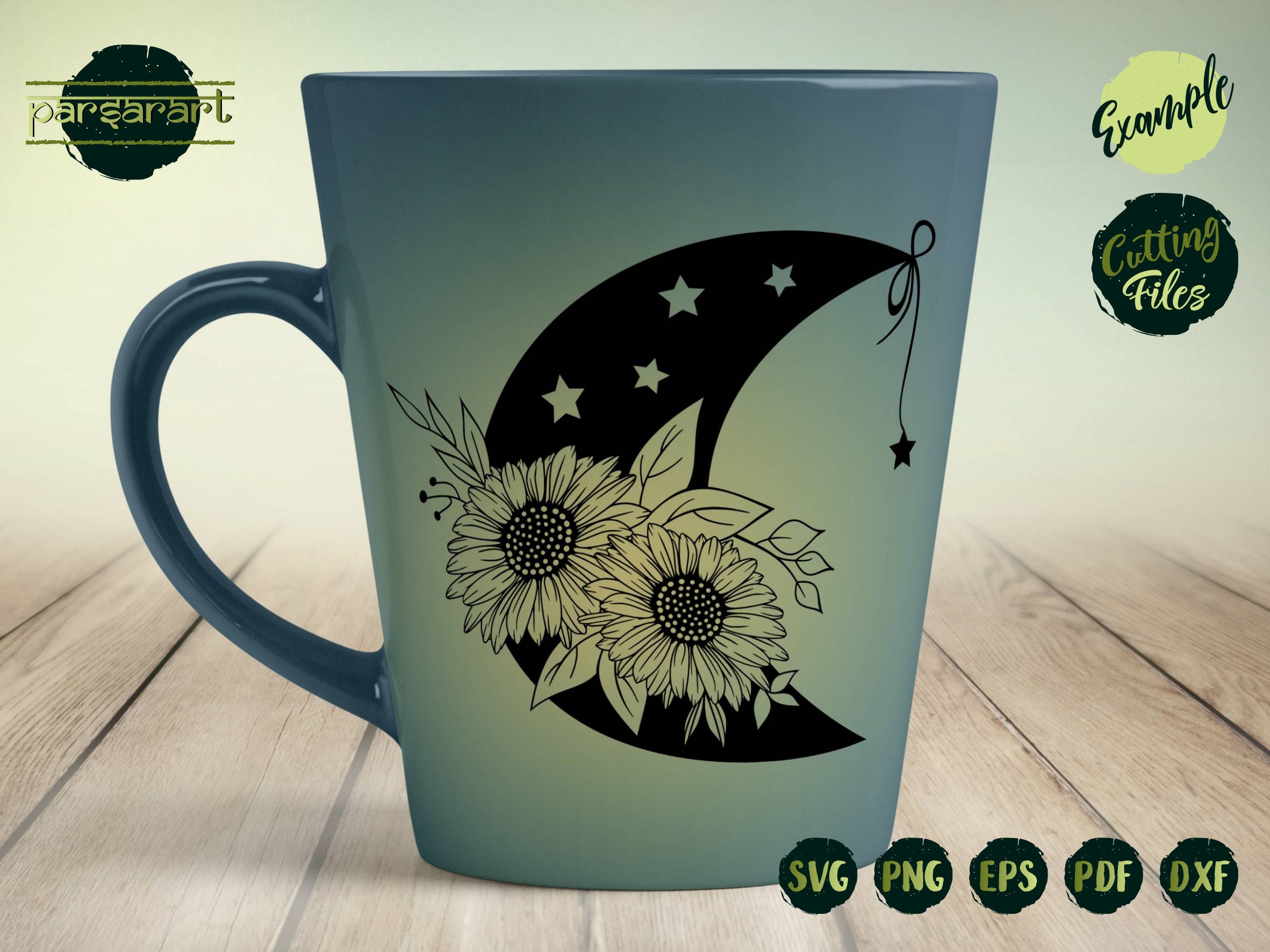 Moon With Daisy SVG Floral SVG Daisy Clipart Flower SVG Boho | Etsy