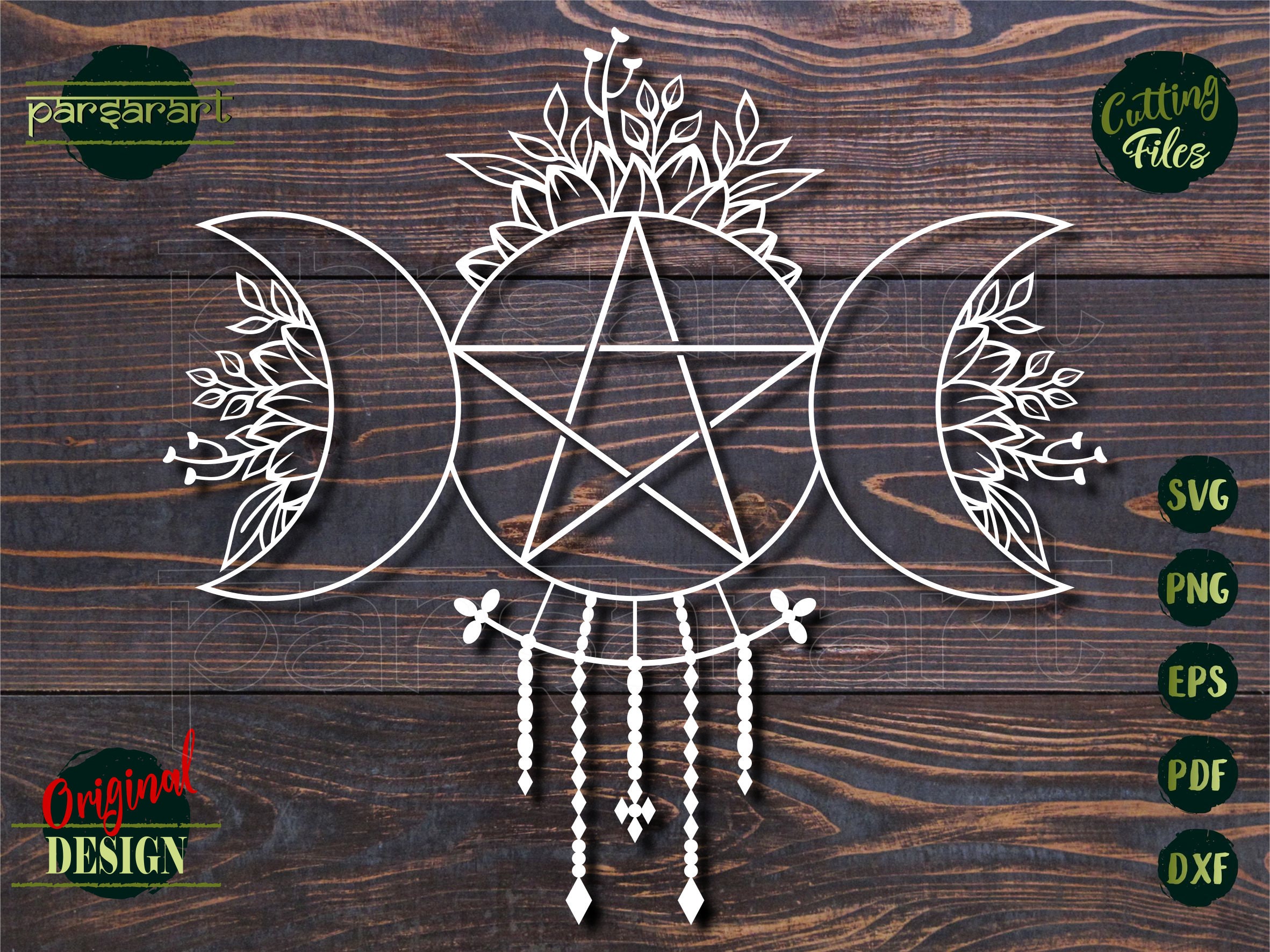Boho Triple Moon SVG Pentagram SVG Goddess Wicca Clipart - Etsy