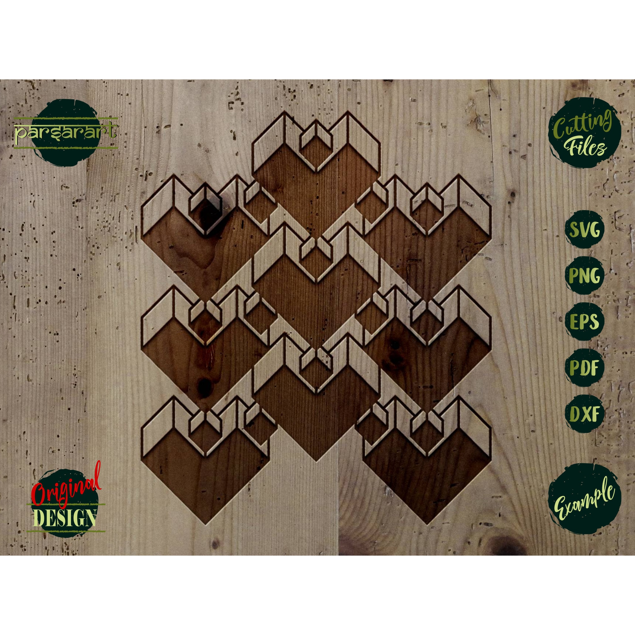 Cubes SVG Geometry SVG Optical Illusion SVG Heart Cubes - Etsy