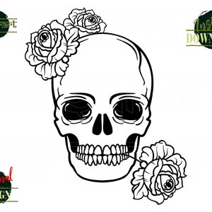 Skull With Roses SVG Skull SVG Human Skeleton Stencil Skull Head Flower ...