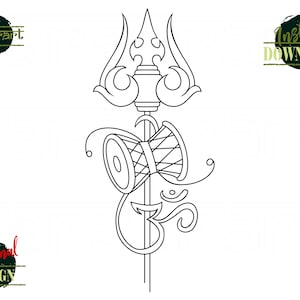 Trishul SVG, Lord Shiva Trishul Clipart Hindu SVG Om Namaste Indian God ...