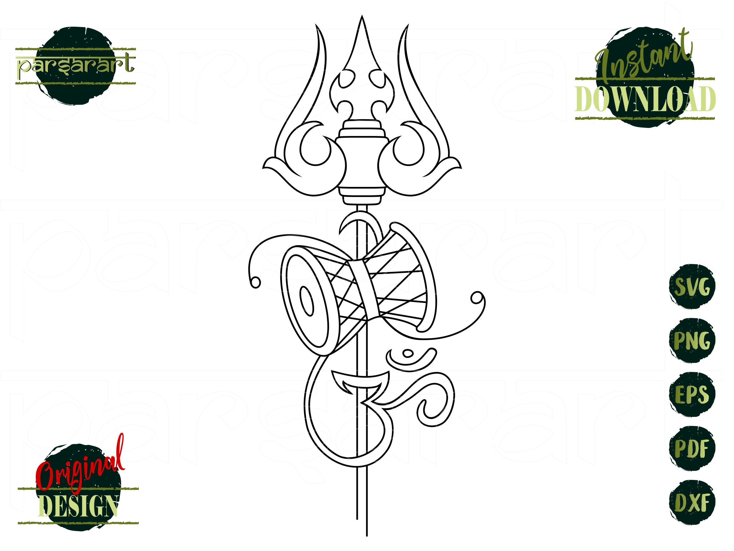 Trishul SVG, Lord Shiva Trishul Clipart Hindu SVG Om Namaste Indian God ...