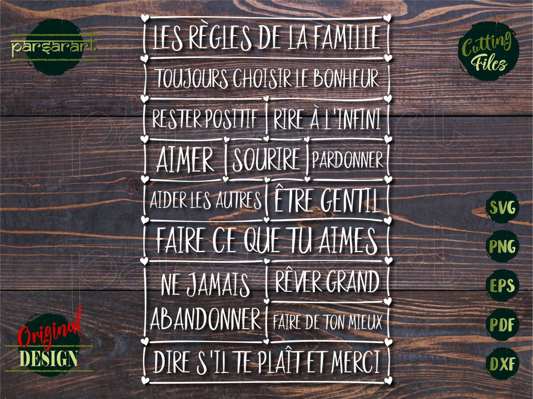 French Family Rules SVG Family House Rules SVG Family SVG - Etsy