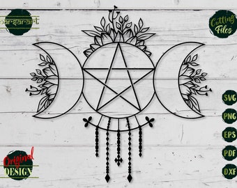 Triple Moon Symbol Clipart - Etsy